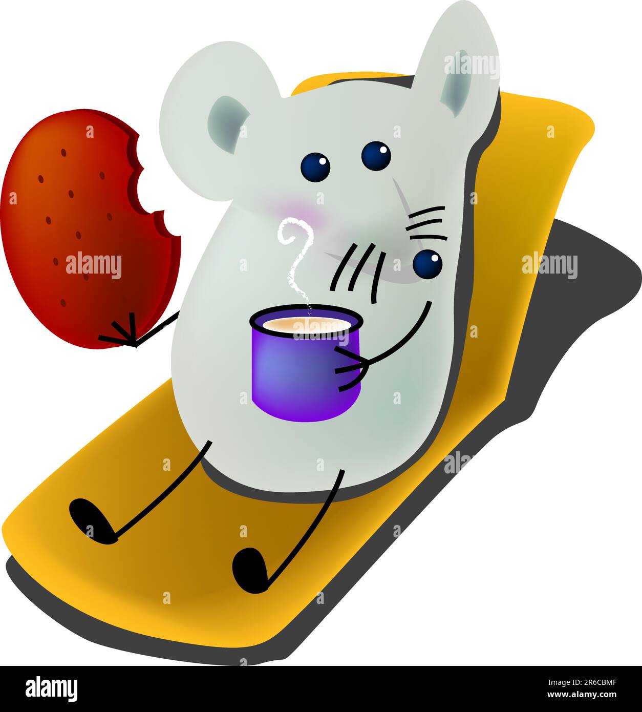 Little mice eating biscuit and drinking milk, cartoon, vector ...