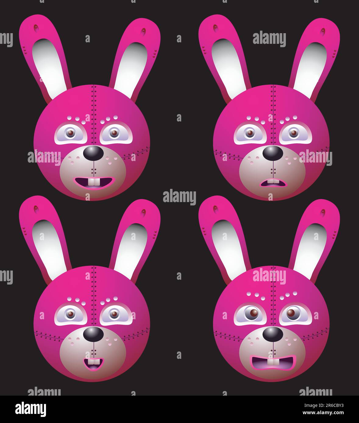 vector illustration for a robot rabbit with emotion and expression ...