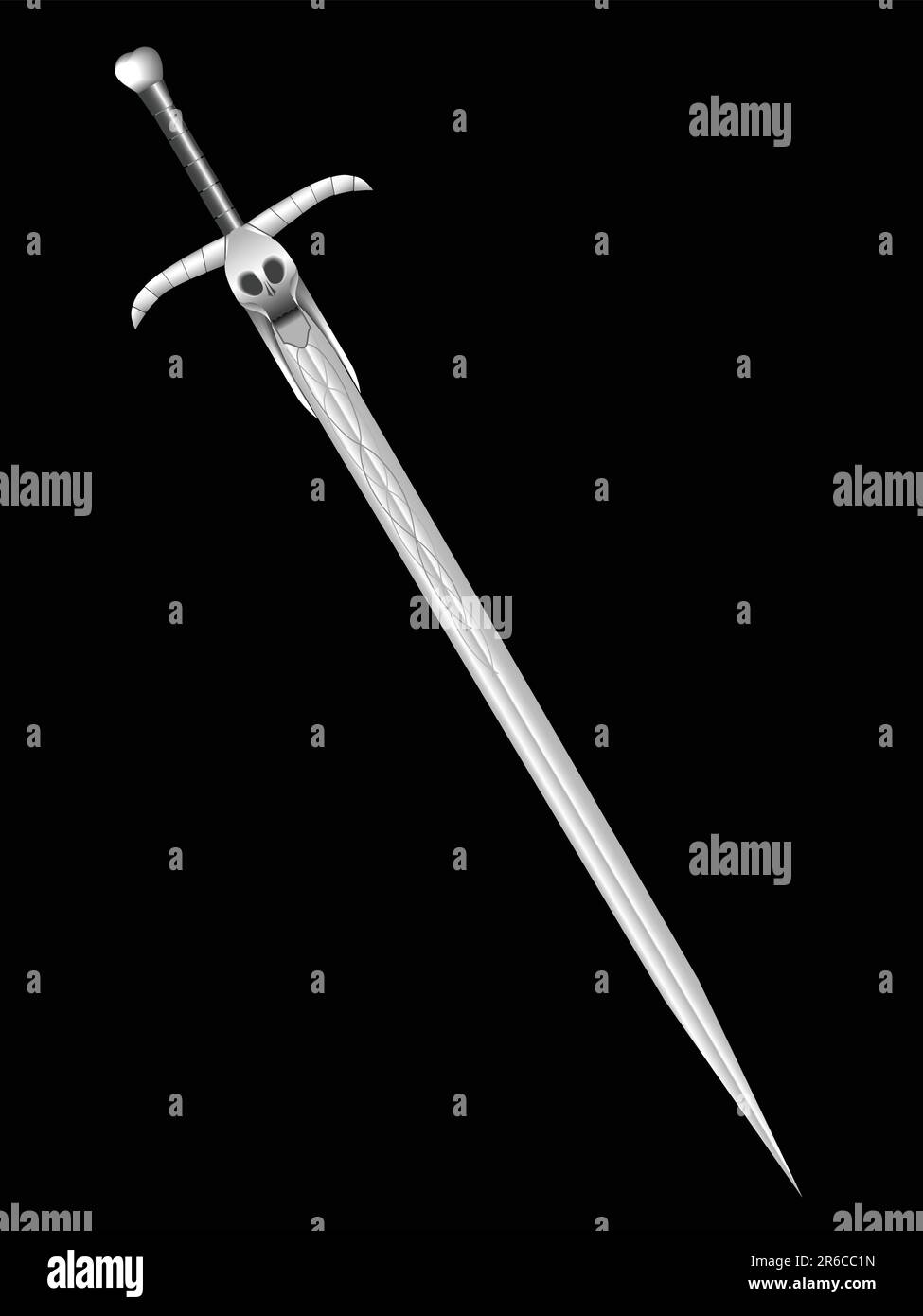 Barbarous sword of death with a skull and horns - a vector Stock Vector ...
