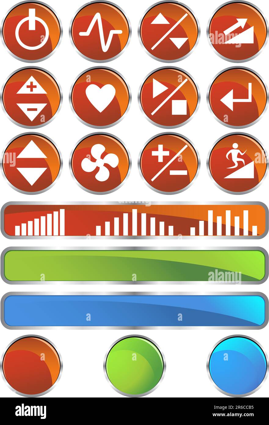 Set of 12 treadmill exercise buttons - red round Stock Vector Image ...