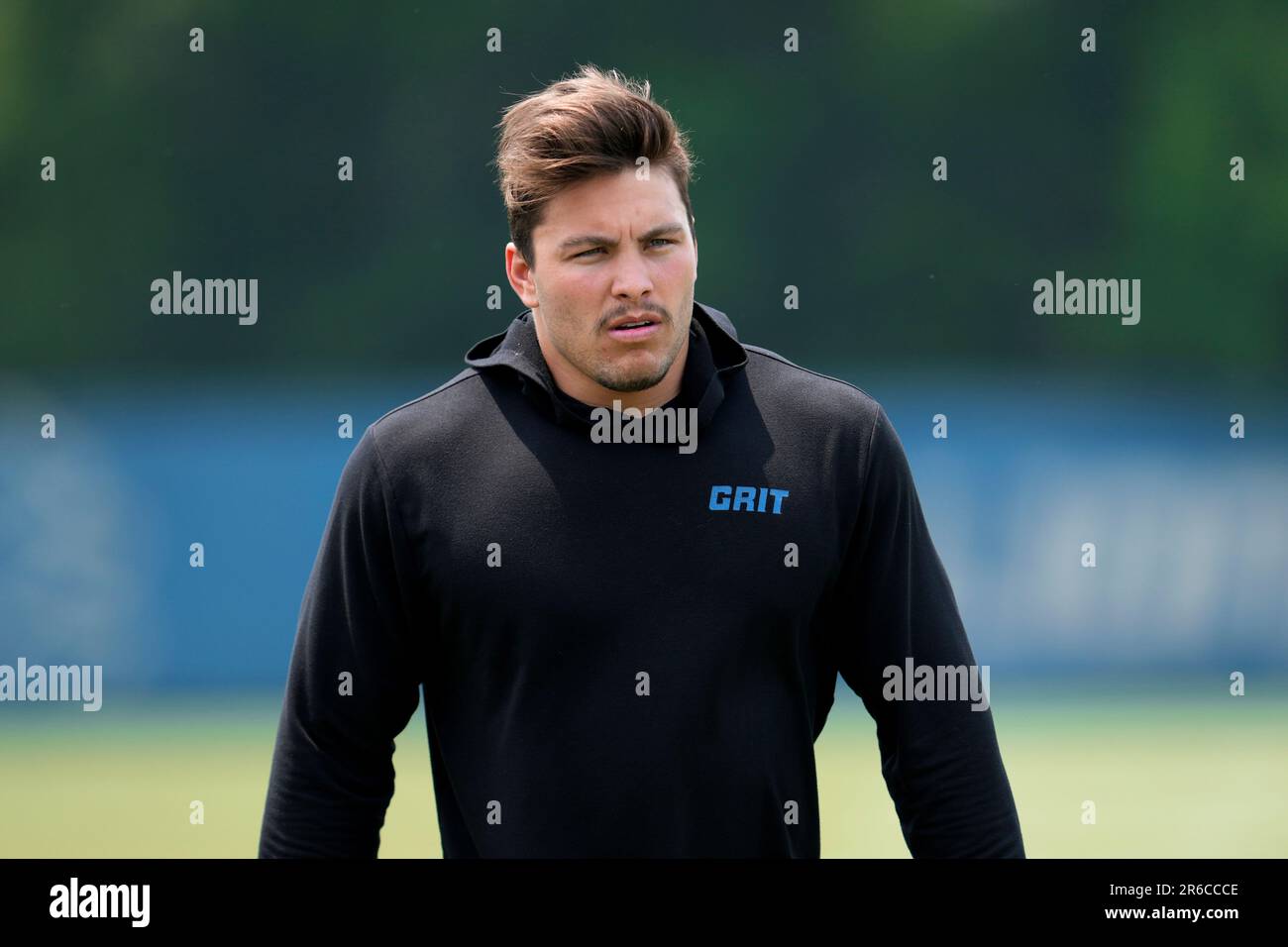 Detroit Lions linebacker Malcolm Rodriguez walks off the field after an ...