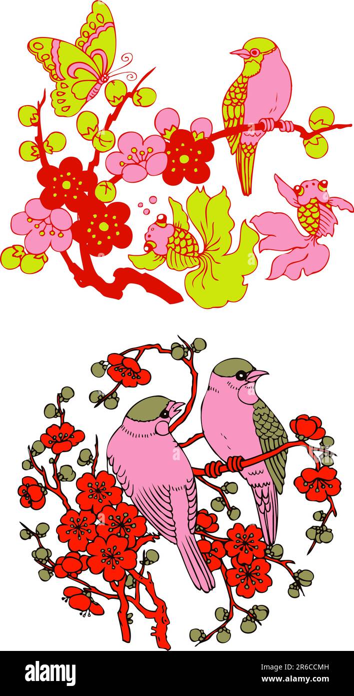 classic Chinese tree bird emblem Stock Vector Image & Art - Alamy