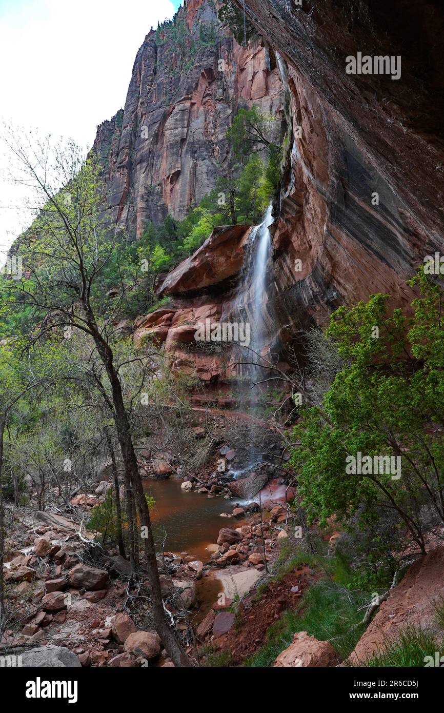Waterfall at the Lower Emerald Pool in Zion National Park Stock Photo - Alamy
