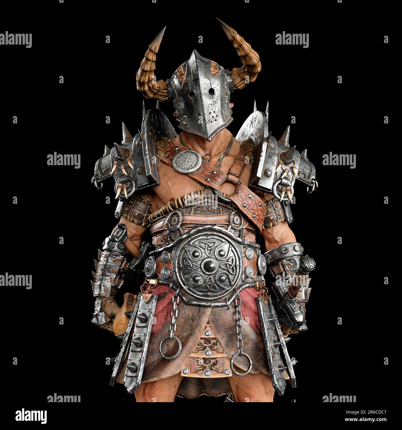 barbarian man standing up close up view, 3d illustration Stock Photo ...