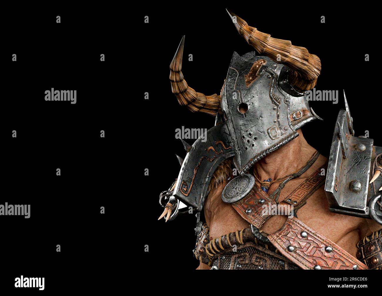 barbarian man side view with copy space, 3d illustration Stock Photo ...
