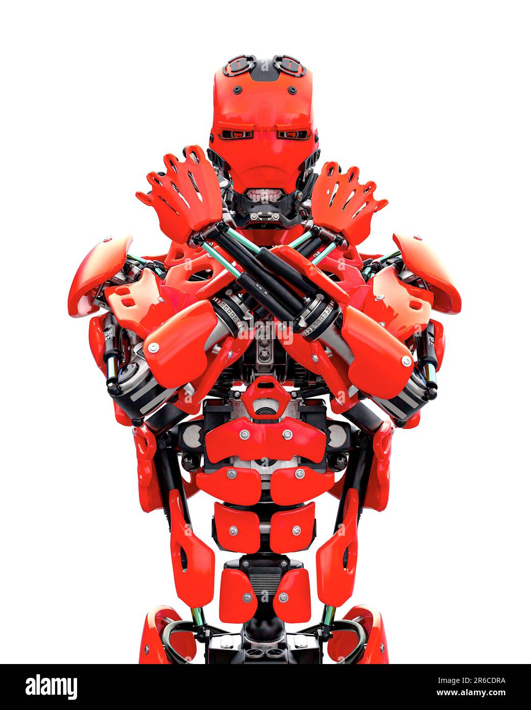 master cyber robot is doing a power pose, 3d illustration Stock Photo ...