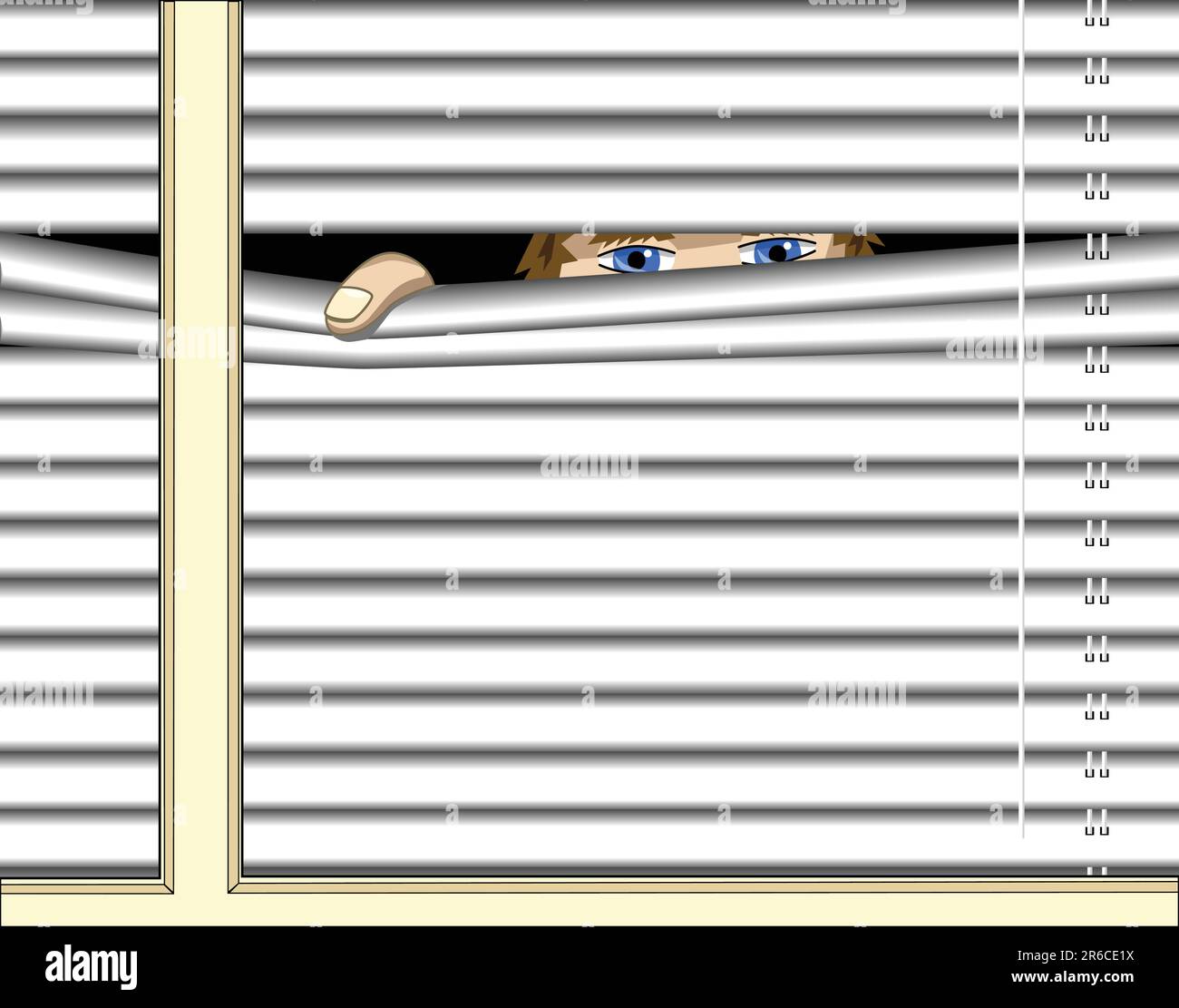 Editable vector illustration of somebody peeping through a window Stock ...