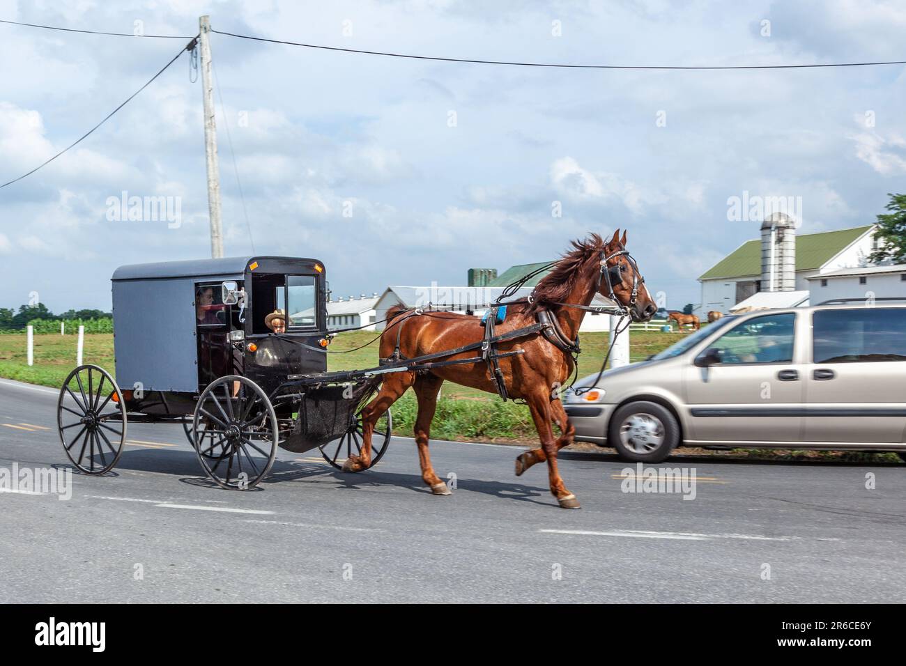 Amish horse buggy in parking hi-res stock photography and images - Alamy