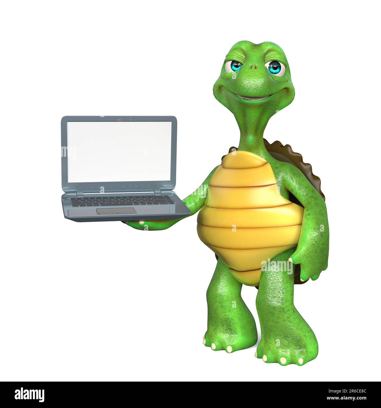 turtle cartoon is holding a laptop, 3d illustration Stock Photo - Alamy