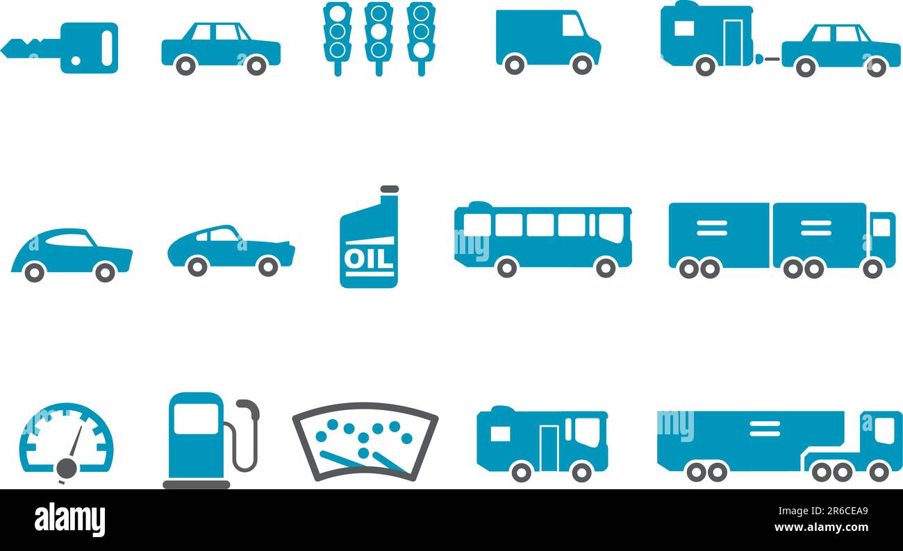 Vector icons pack - Blue Series, transport collection Stock Vector ...