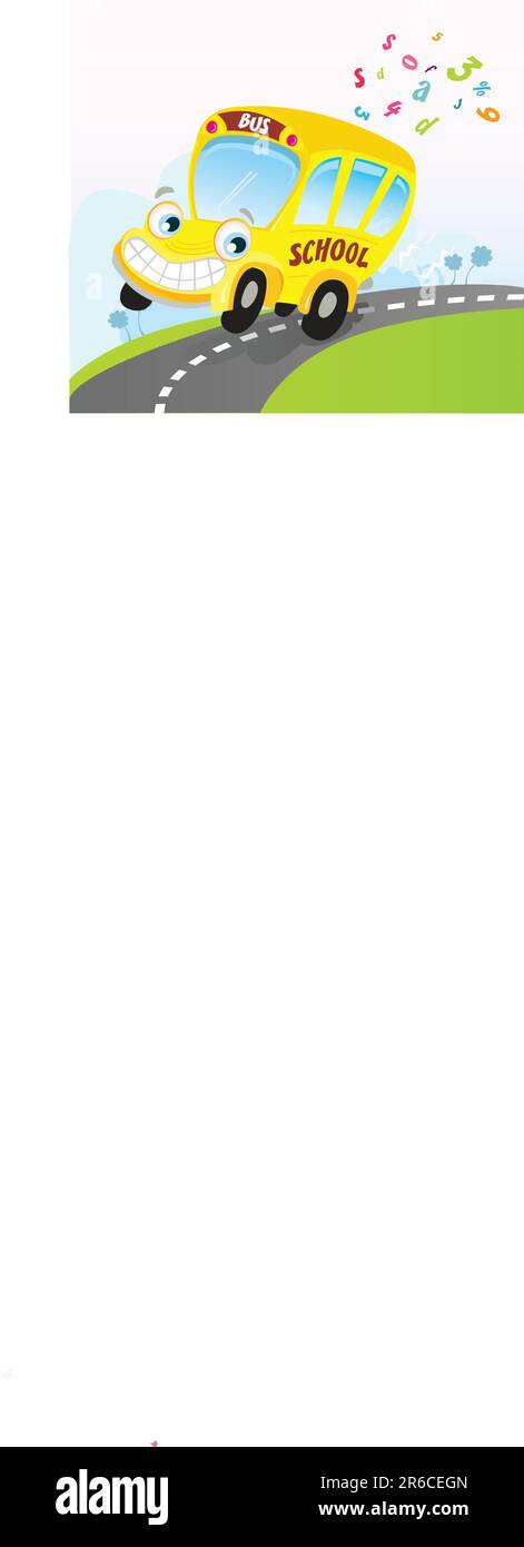 School bus trip. Vector Cartoon Illustration Stock Vector Image & Art ...