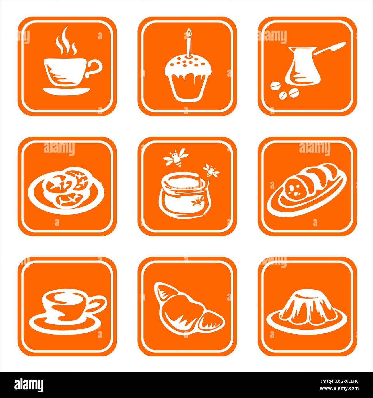 Nine ornate food symbols on a green background Stock Vector Image & Art ...