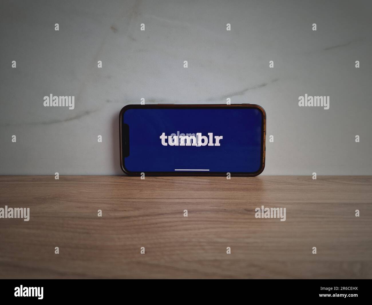 Konskie, Poland - June 08, 2023: Tumblr social networking website logo displayed on mobile phone ...