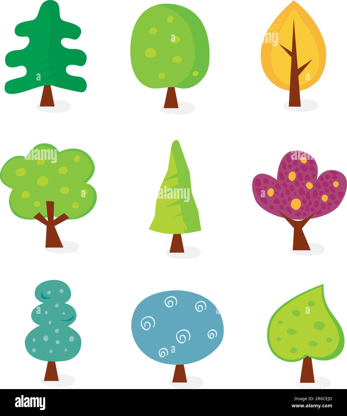 Retro vector illustration of nine trees Stock Vector Image & Art - Alamy