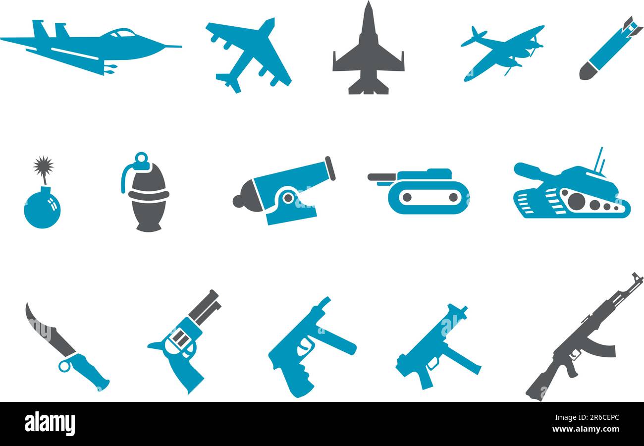 Vector icons pack - Blue Series, weapons collection Stock Vector Image ...