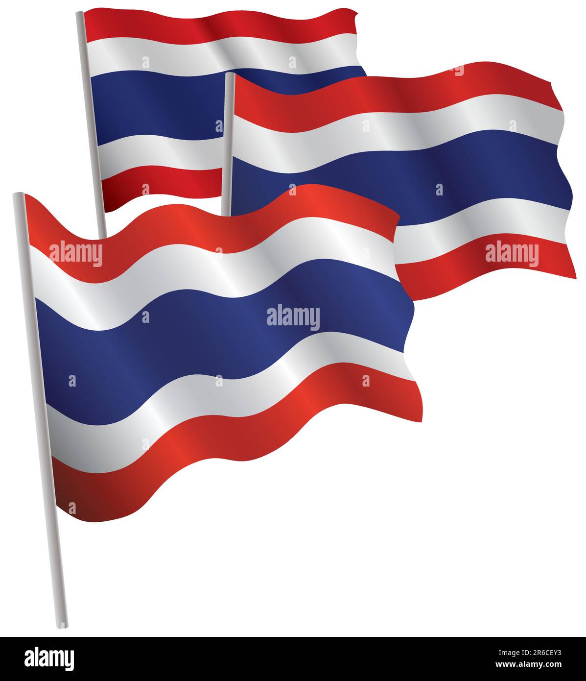 Thailand 3d flag. Vector illustration. Isolated on white Stock Vector ...