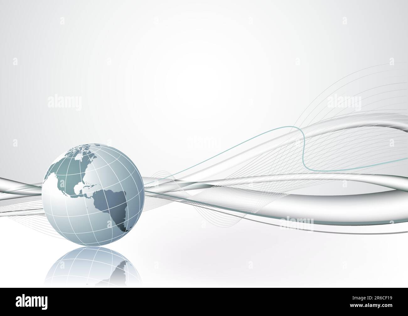 Vector illustration of grey abstract lines background - composition of curved lines and globe ...
