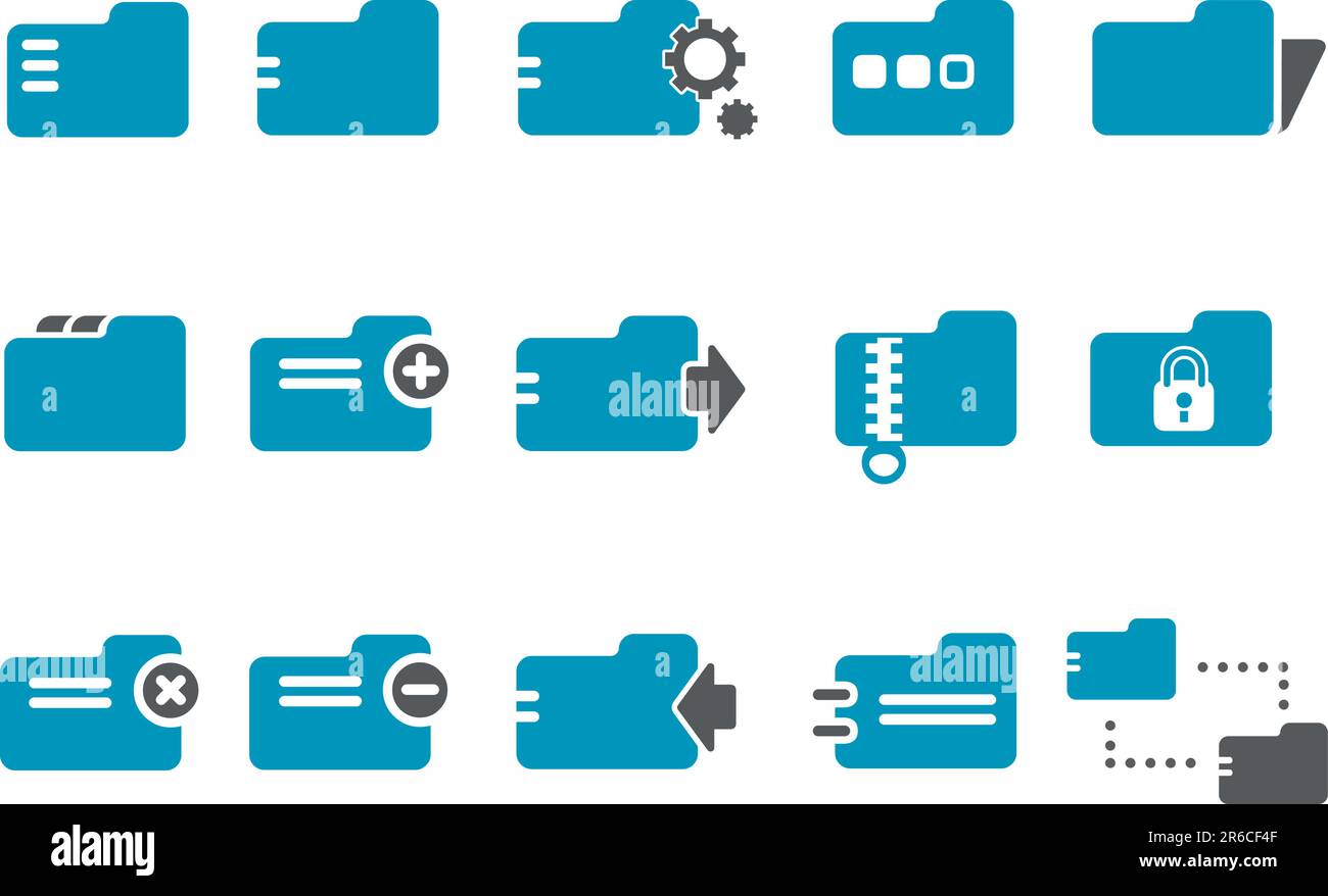 Vector icons pack - Blue Series, folder collection Stock Vector Image ...