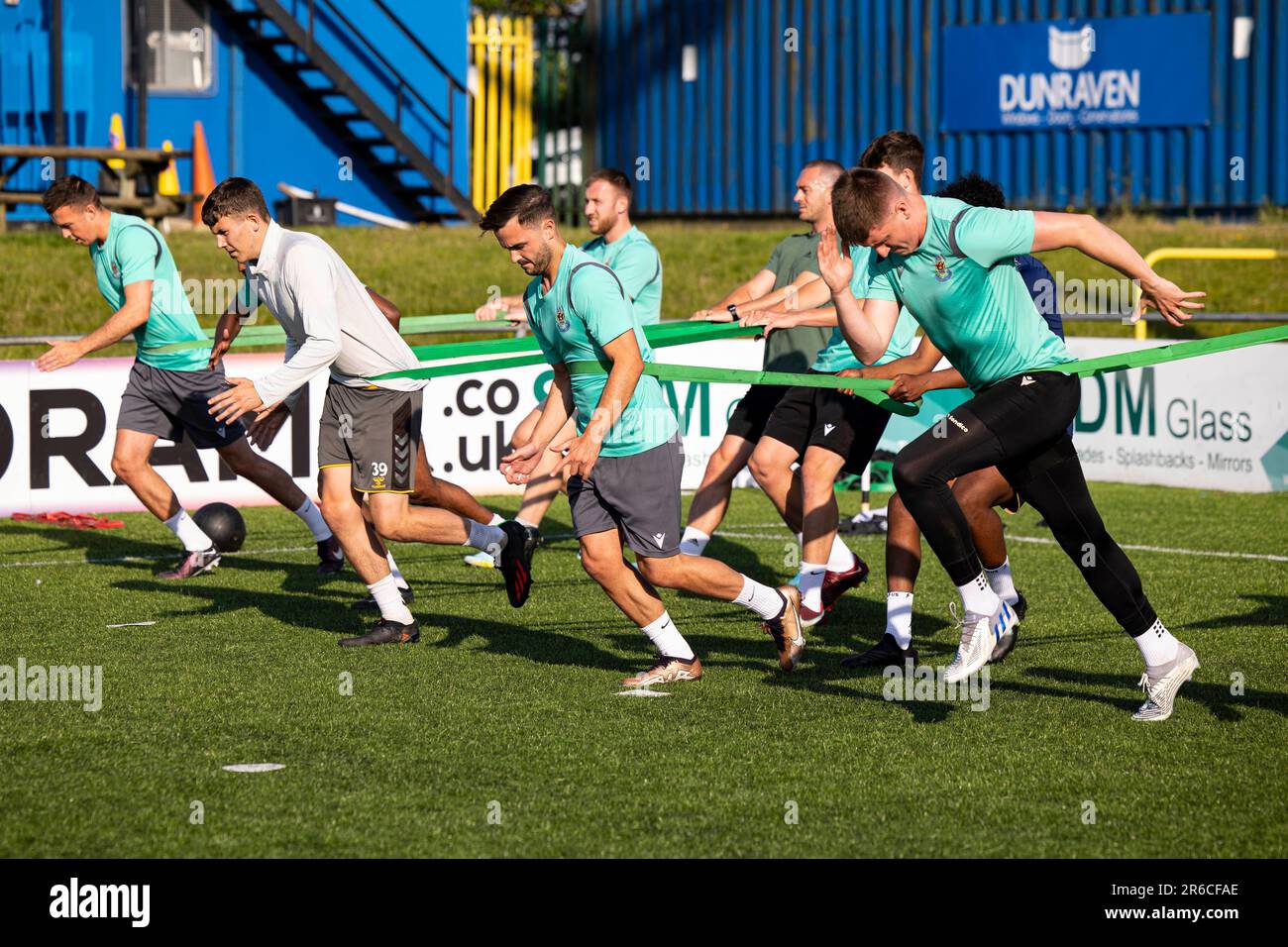 Bridgend, UK. 08th June, 2023. Penybont training session ahead of their ...