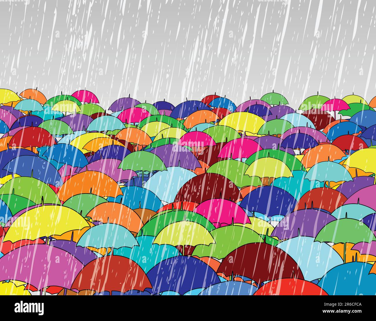 Editable vector illustration of umbrellas in rain Stock Vector Image & Art - Alamy