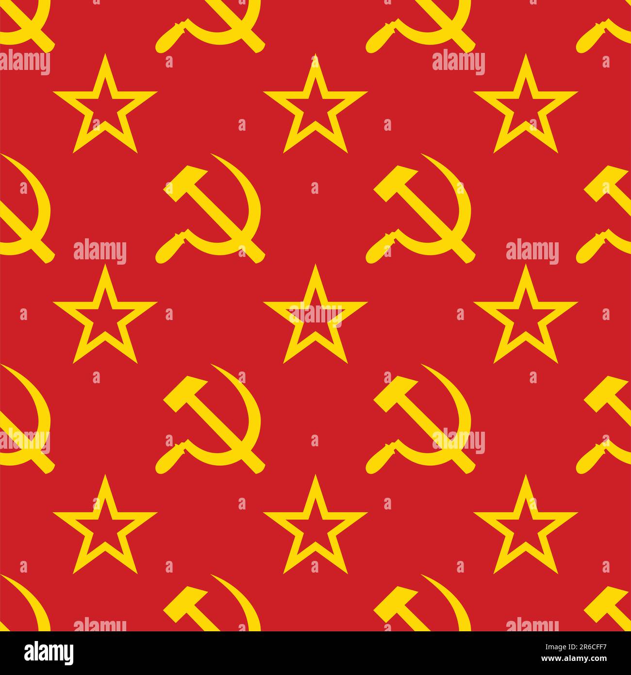 Abstract symbols of USSR background. Yellow - red palette. Seamless ...
