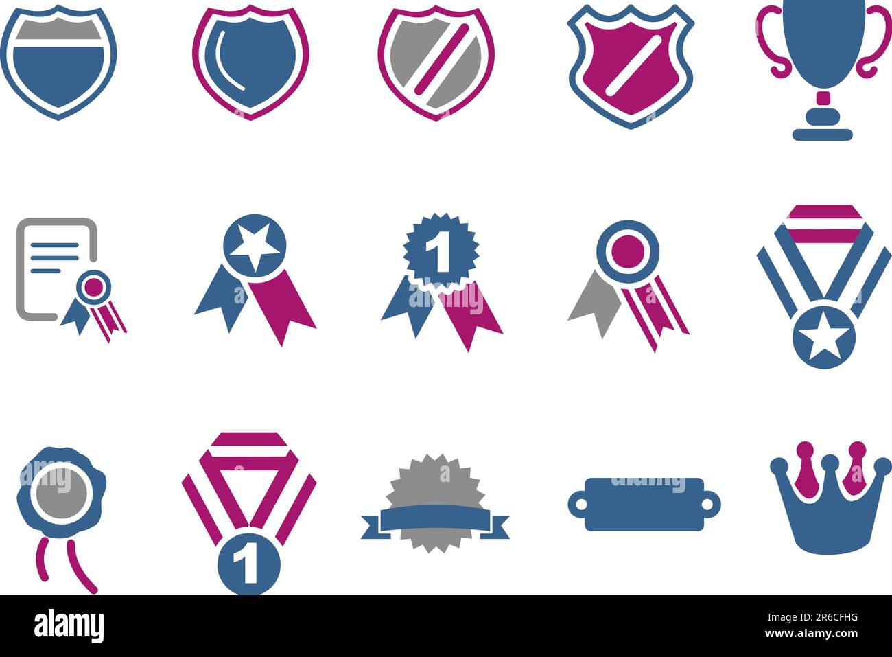 Vector icons pack - Blue-Fuchsia Series, badges collection Stock Vector ...