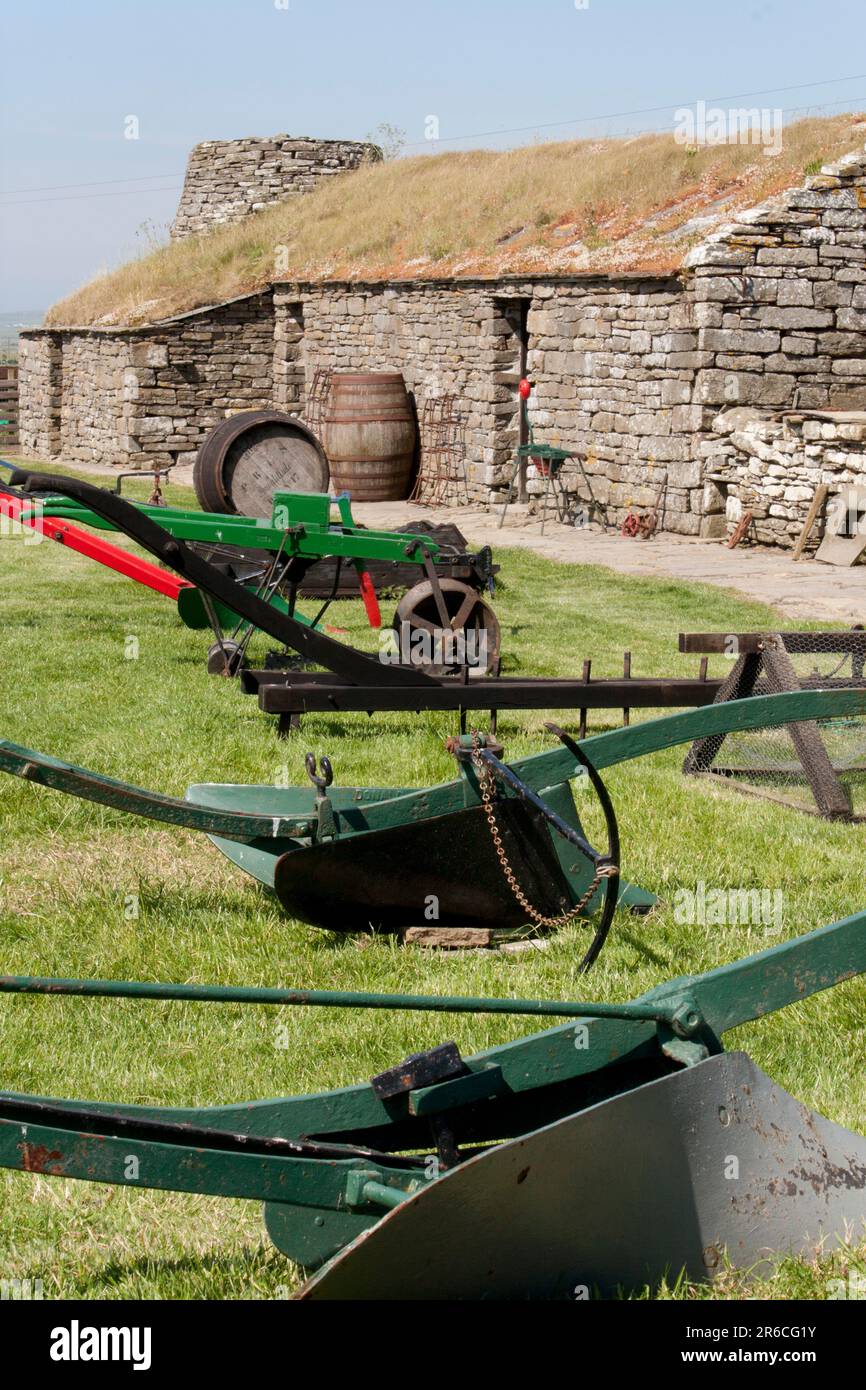 Traditional ploughs at Corrigall farm museum, Orkney Stock Photo - Alamy