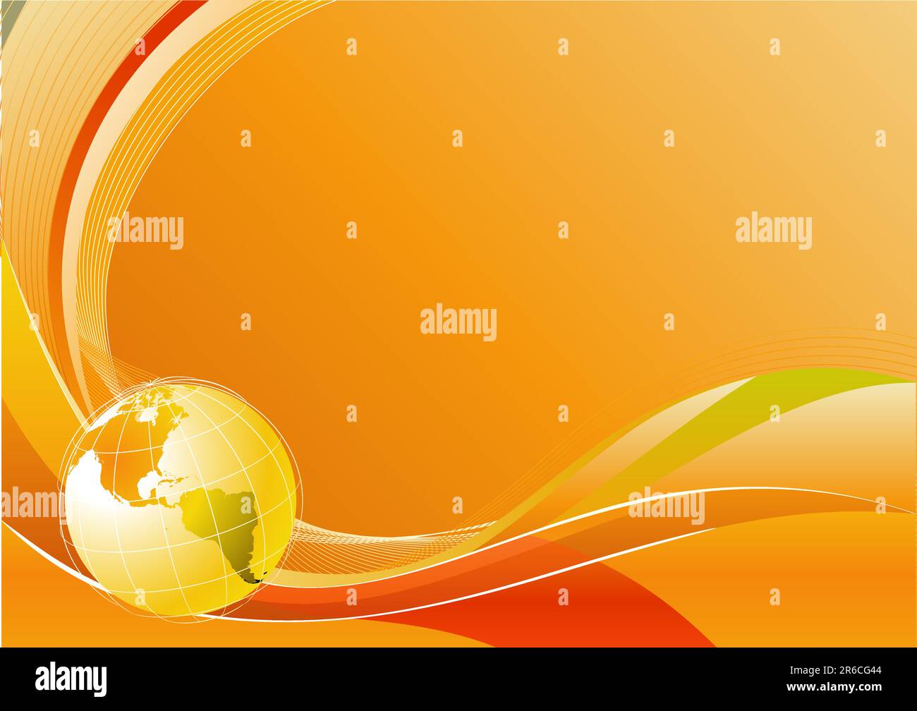 Vector Illustration Of Orange Abstract Lines Background Composition Of Curved Lines And Globe