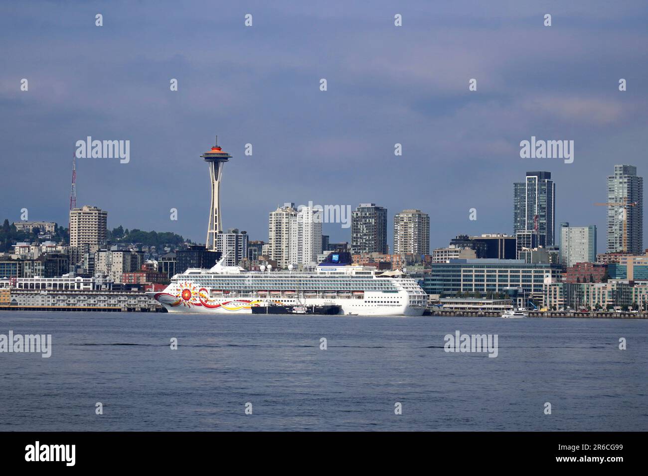 Seattle, Washington, USA - September 15, 2022: Cruise ship docked along ...