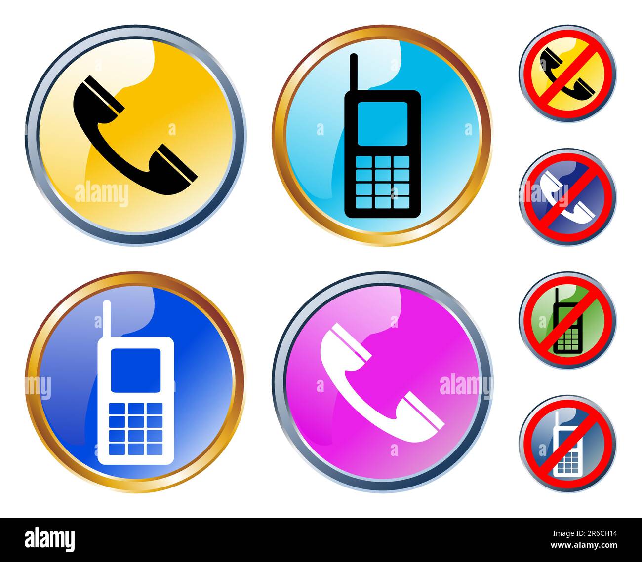 Collection of colourful phone icons, web elements, vector illustration ...