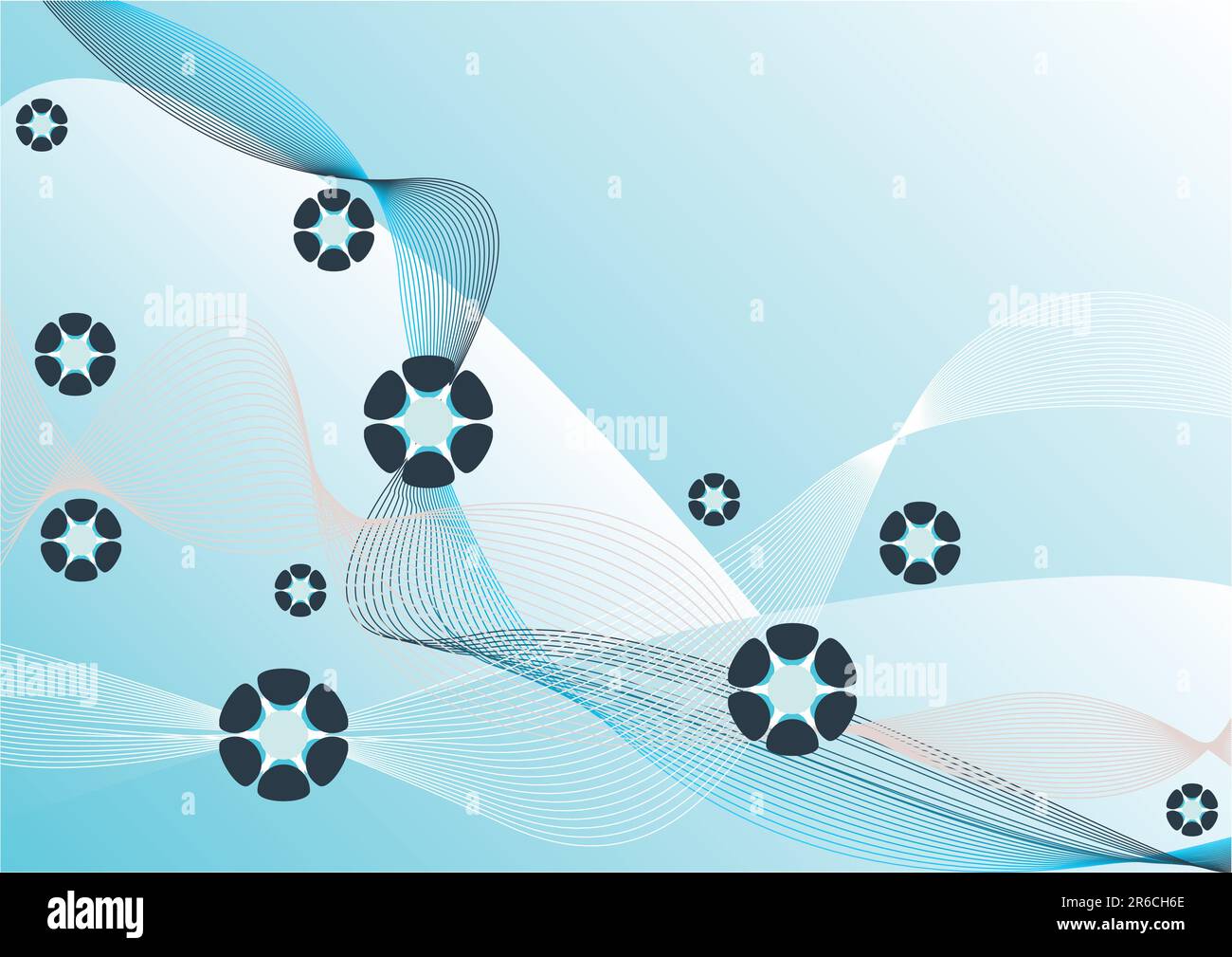 Blue abstract spring background ornamented with flowers Stock Vector ...