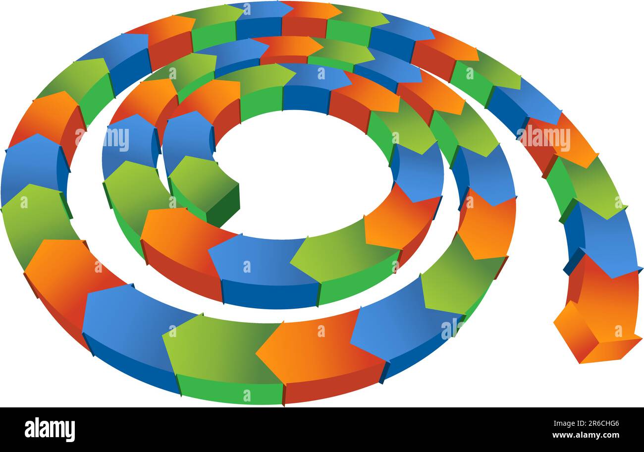 Coiled 3D arrow with multiple colors Stock Vector Image & Art - Alamy