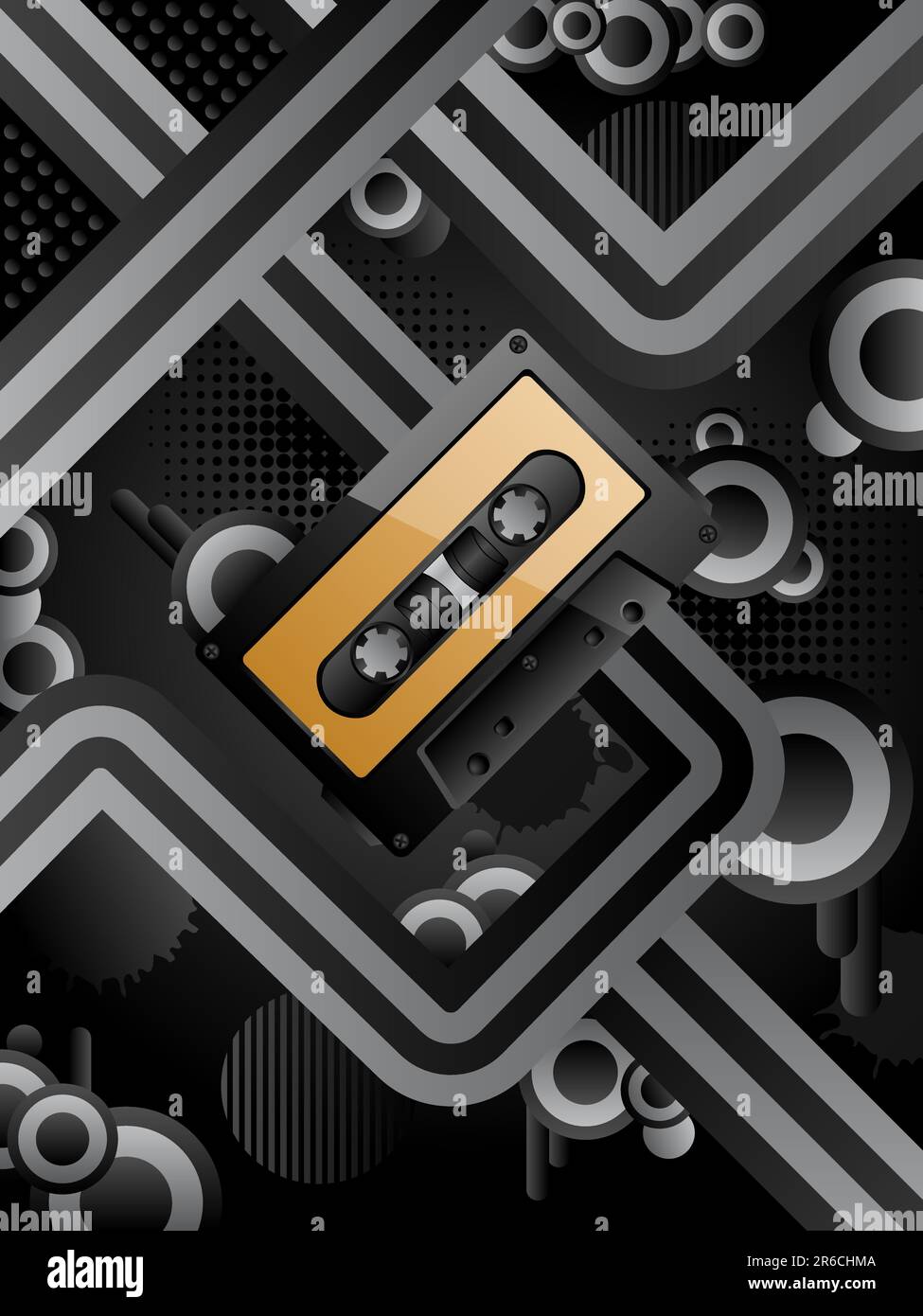 Abstract vector retro background with audio cassette Stock Vector Image ...