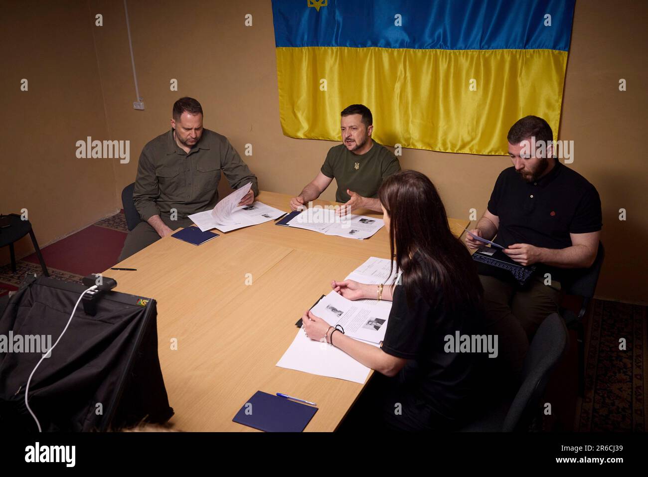 Kherson, Ukraine. 08th June, 2023. Ukrainian President Volodymyr ...