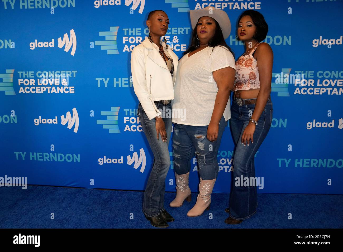 Trea Swindle, from left, Danica Hart, and Devynn Hart, of the musical ...