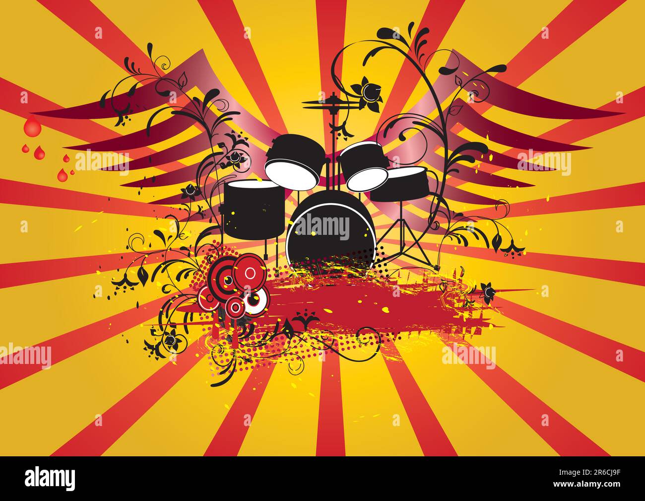 Grunge background with drums set and banner Stock Vector Image & Art ...