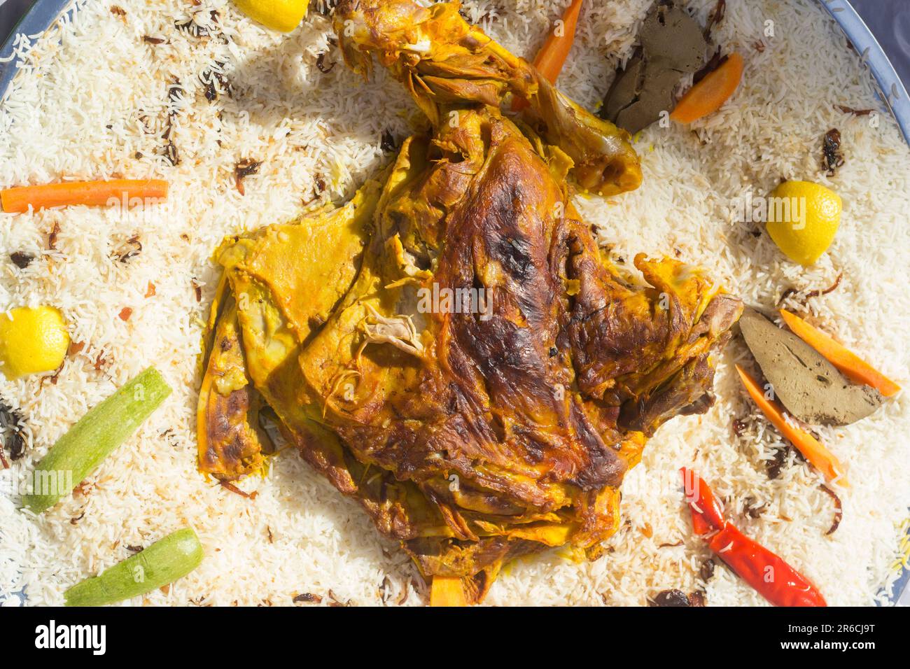Kabsa with cooked meats - Mandi - Kabsah - Meats Mandi Stock Photo - Alamy