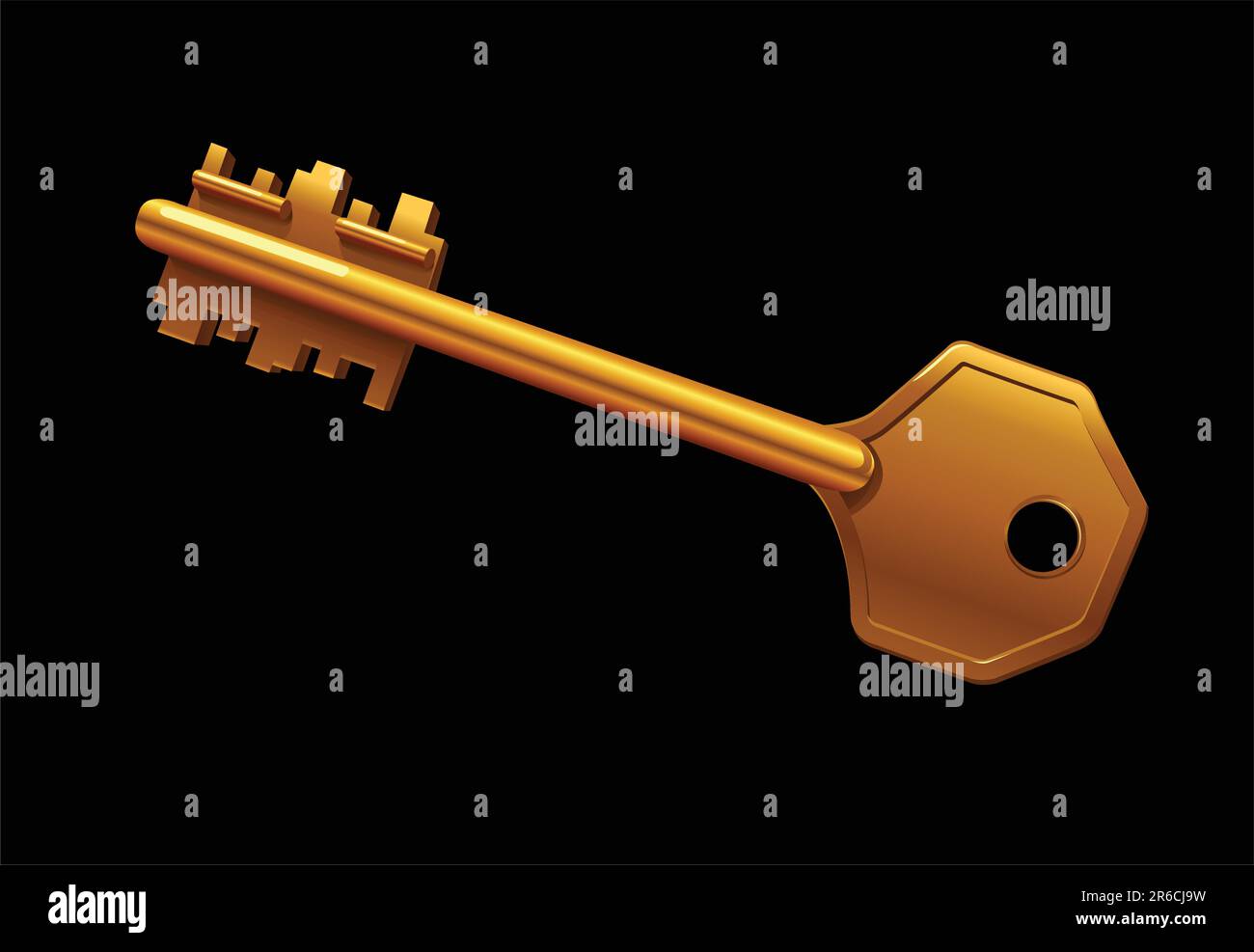 Vector illustration of a key isolated on black background Stock Vector ...