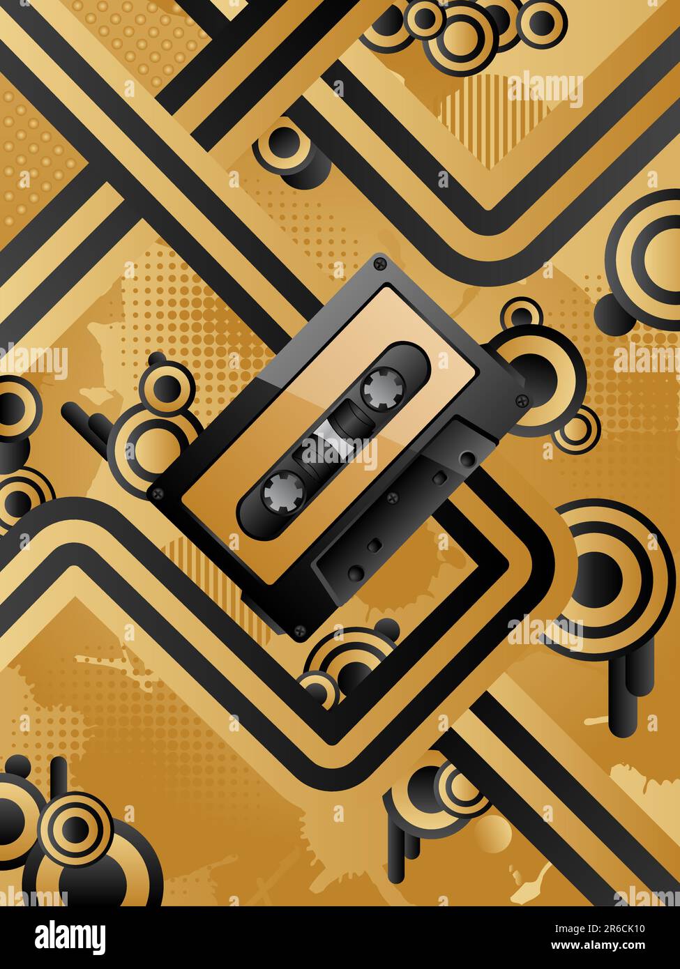 Abstract vector retro background with audio cassette Stock Vector Image ...