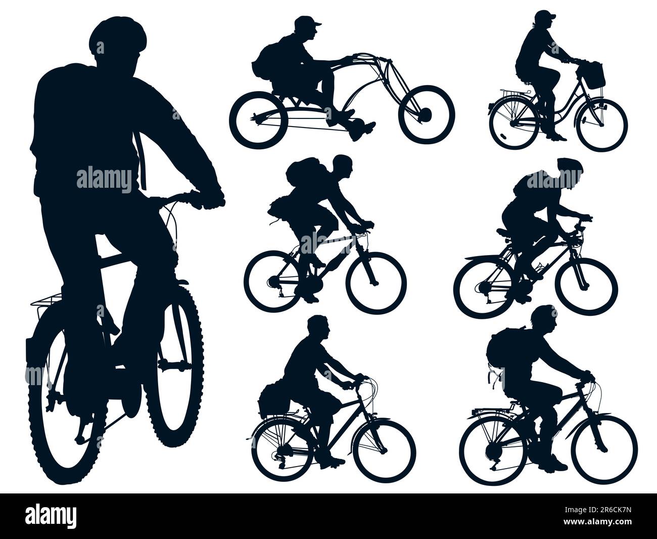 Cycling people. Collection of shapes. Vector illustration Stock Vector ...