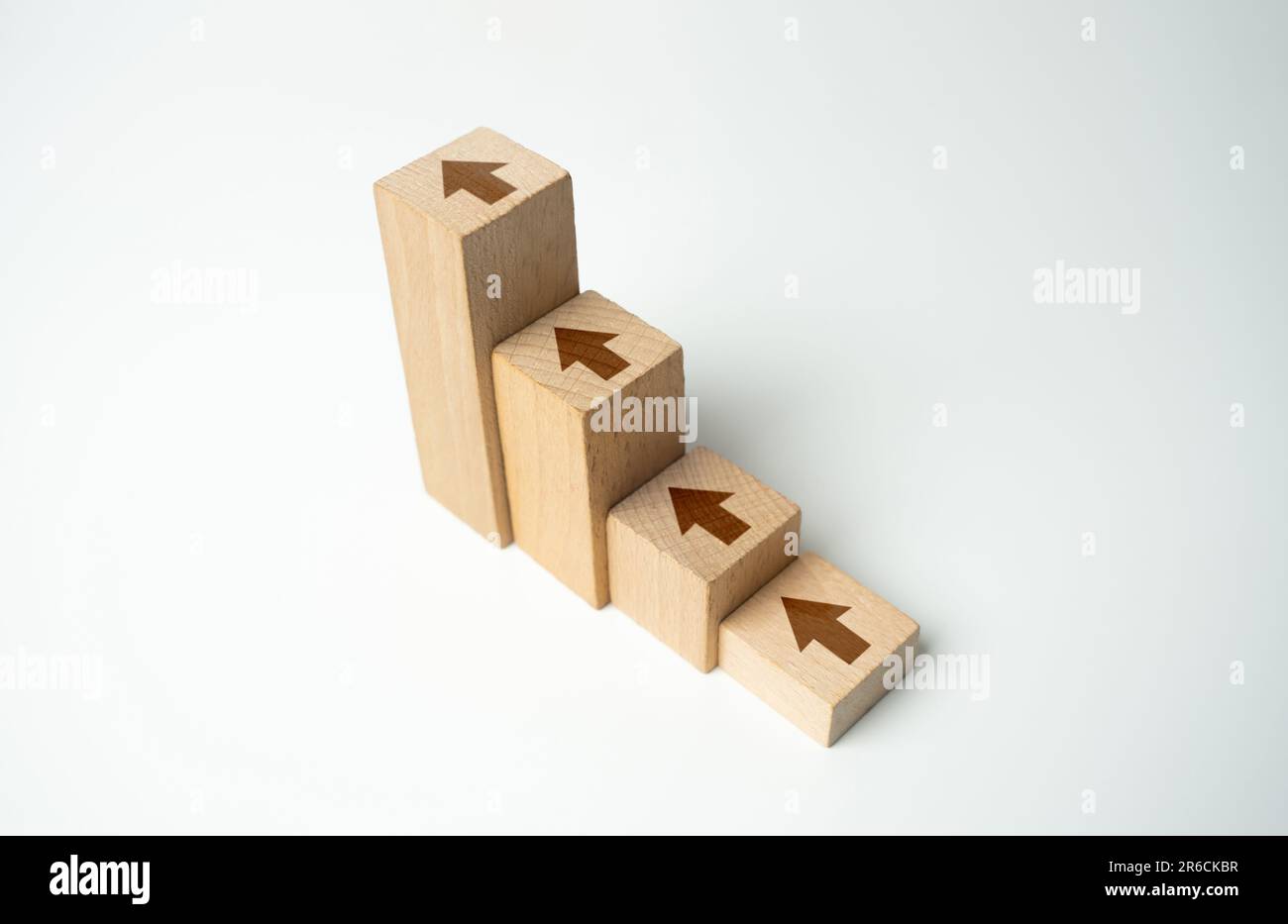 Steps with arrows going up. Growth and achieve new heights. Uptrend ...