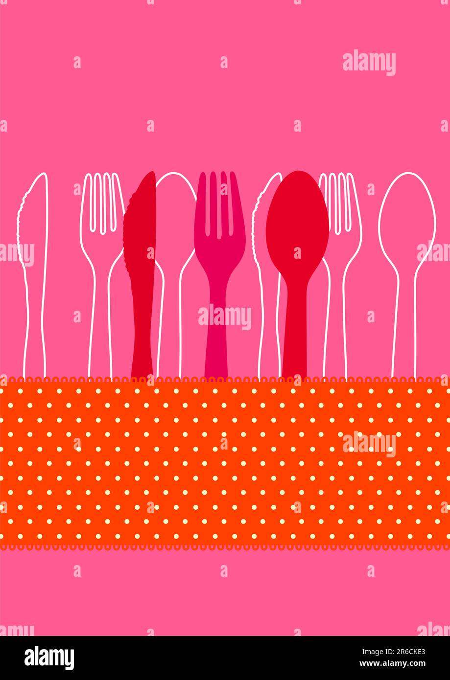Dinner invitation card design with cutlery and polkadots Stock Vector ...