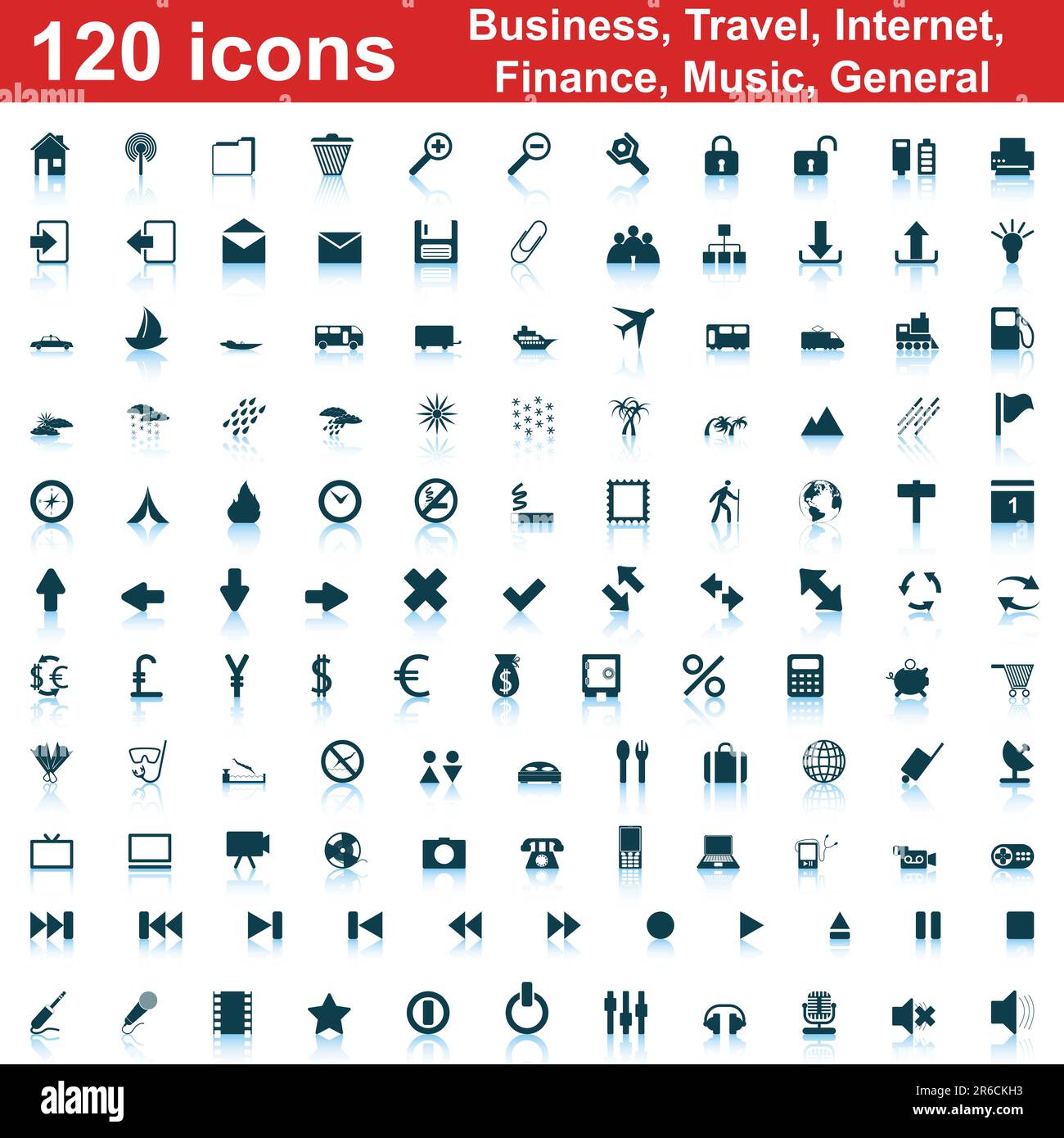 Biggest collection of 120 different icons for using in web design Stock ...