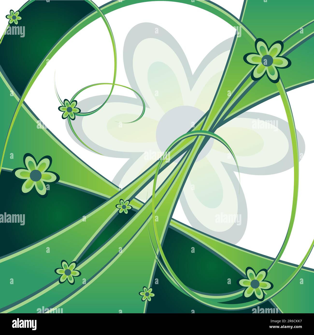 Abstract spring green background ornamented with flowers Stock Vector ...