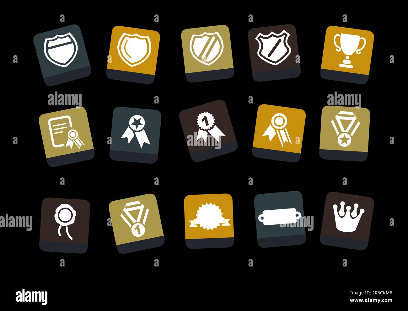 Vector icons pack - Yellow-Brown-Blue Series, badges collection Stock ...