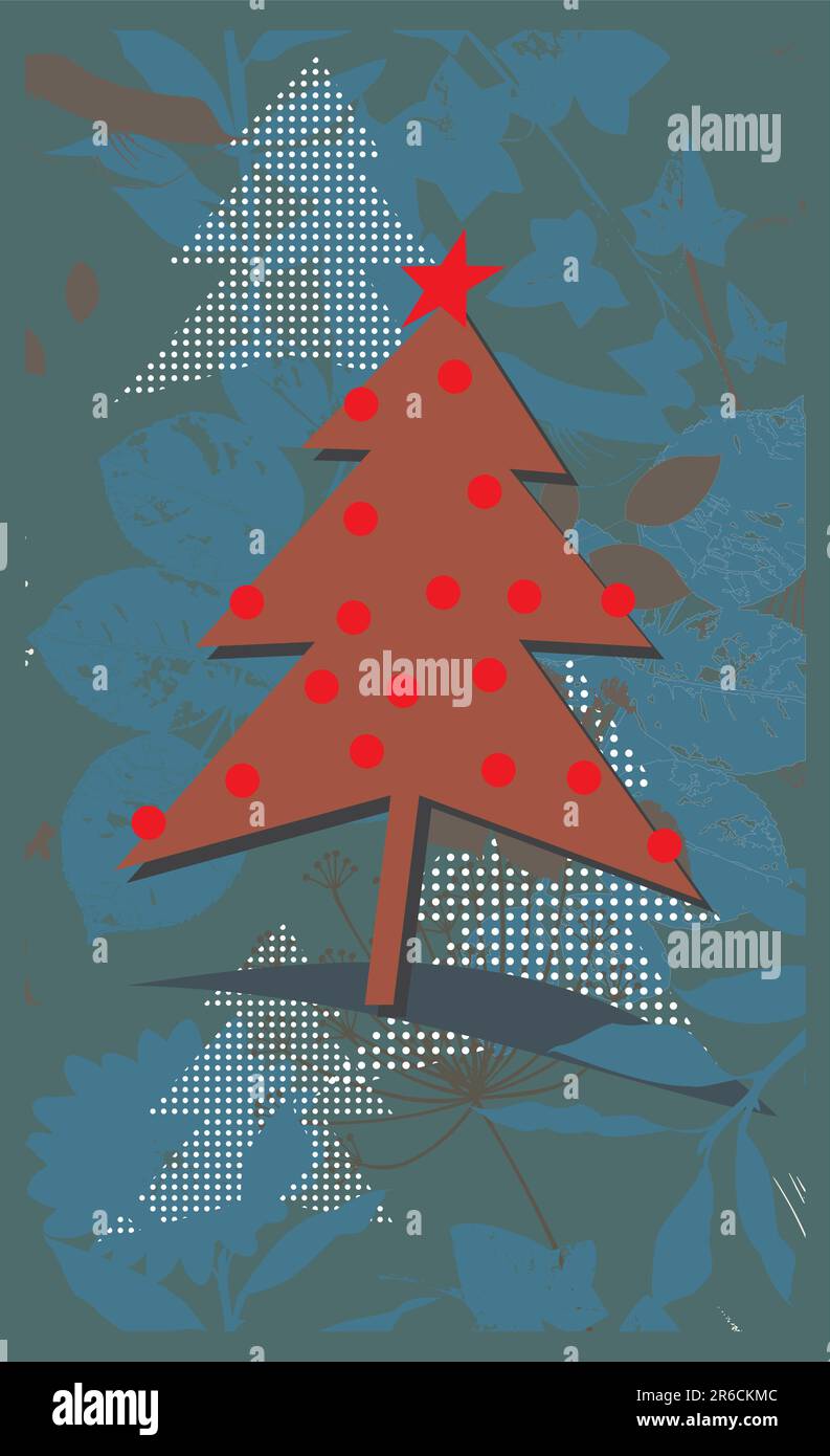 Christmas card witch easy decorative tree motive Stock Vector Image ...