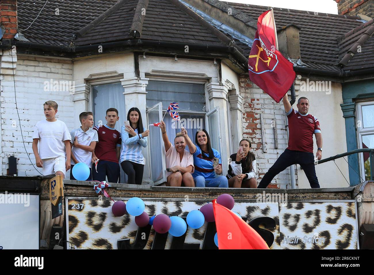 London, UK. 08th June, 2023. Fans wait for the bus during the West Ham ...
