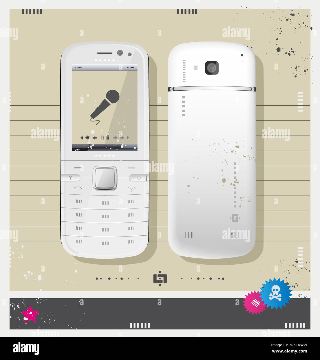 illustration of a cellular phone with patterns on the background Stock ...