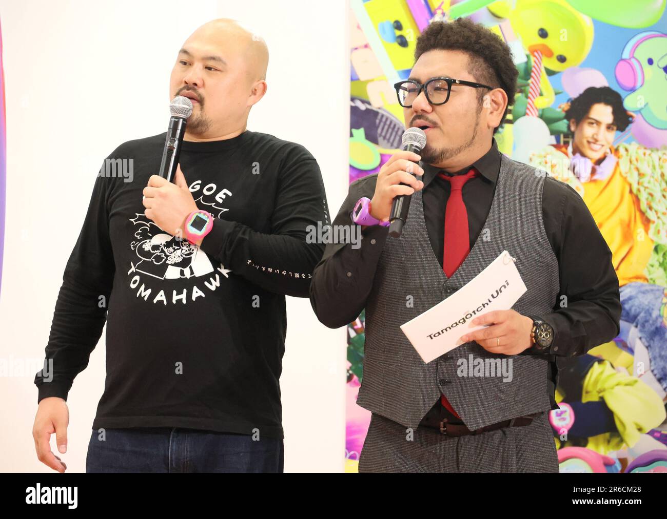 Tokyo, Japan. 8th June, 2023. Japanese comedy duo Onigoe Tomahawk ...