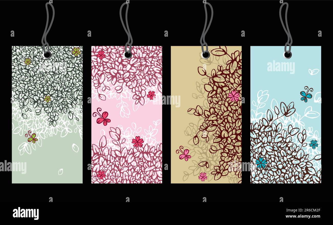vector Shopping tag, vertical banners with leaf pattern Stock Vector ...